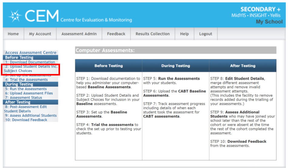 Edit student details – CEM